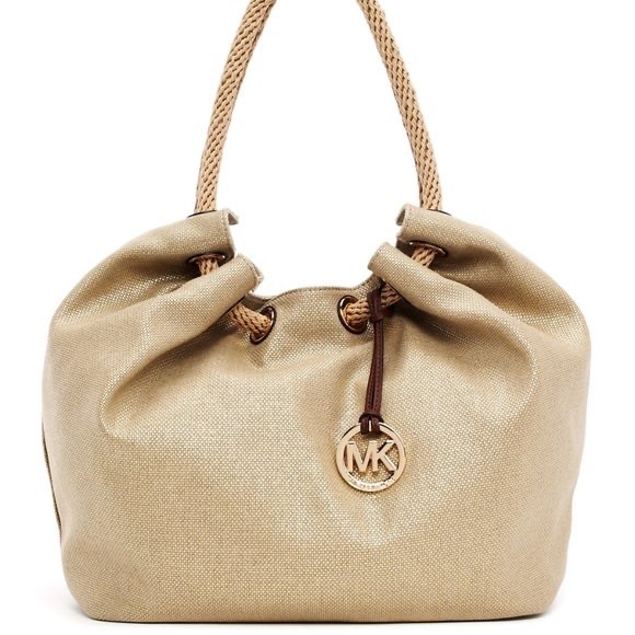 Michael Kors | Bags | Michael Kors Large Marina Metallic Gold Canvas Bucket Bag | Poshmark
